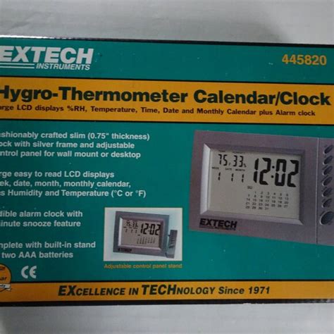 Extech Instruments Office Hygrothermometer Calendarclock Extech