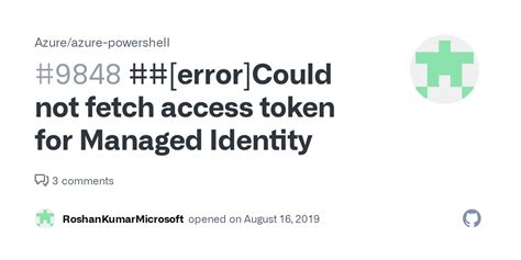 Error Could Not Fetch Access Token For Managed Identity · Issue