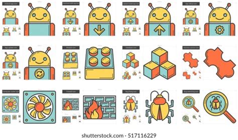 Programming Vector Line Icon Set Isolated Stock Vector Royalty Free Shutterstock