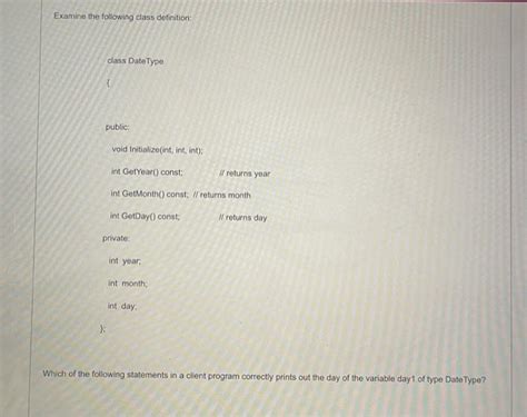 solved examine the following class definition class
