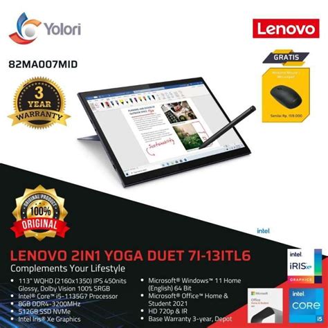 Jual Lenovo In Yoga Duet I Itl I G Gb Gb Intel Iris