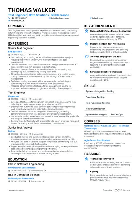 software tester cv examples and guide for 2025