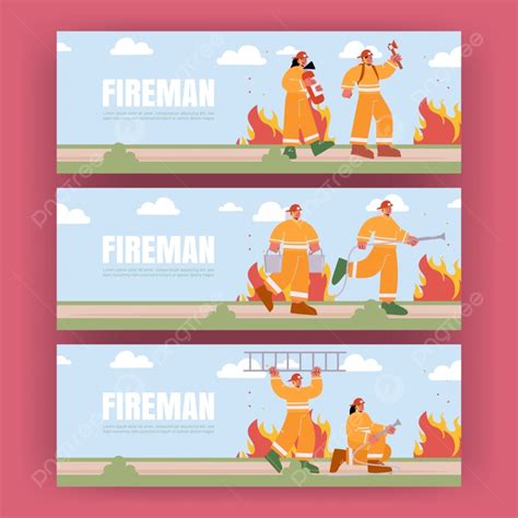 Fireman Posters With Fire Brigade With Extinguisher Template Download
