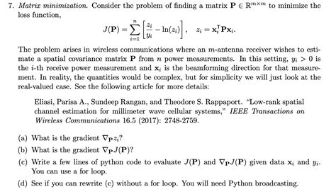 Matrix Minimization Consider The Problem Of Finding