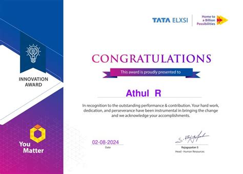 Thank You So Much For The Innovation Award Athul Raj R