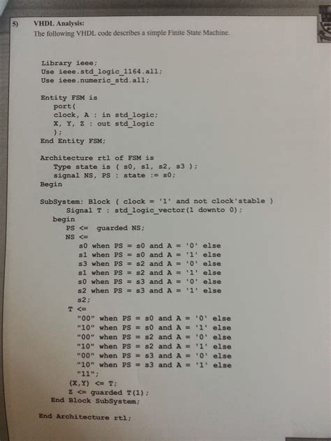 Vhdl Analysis The Following Vhdl Code Describes A