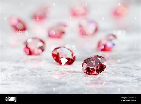 ruby gem diamond group placed on glossy background 3d rendering stock