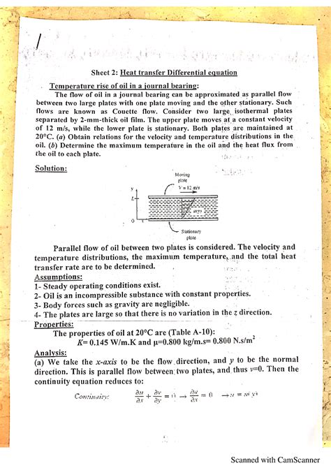 Sheet Heat Transfer Differential Equations Sheet Heat Transfer Differential Equation