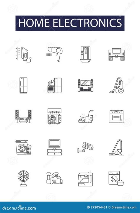 Home Electronics Line Vector Icons And Signs Computers Cameras Fridges Radios Bluetooth