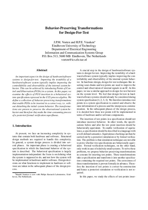 Pdf Behavior Preserving Transformations For Design For Test