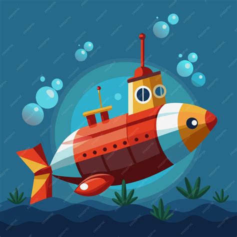 Submarine Clipart Cartoon Style Illustration Premium Ai Generated Vector