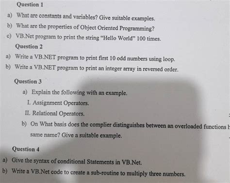solved a what are constants and variables give suitable