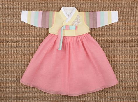 수옥색동 노랑저고리 대구백일날 여아 한복