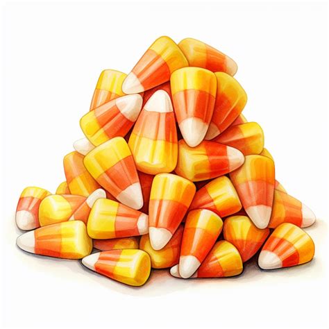 There Are Many Candy Corns Piled Together On A White Surface Generative Ai Premium Ai
