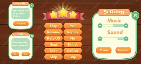 Premium Vector Set Of Game Assets Menu Buttons Back Ground Screen Popup Screens And Settings