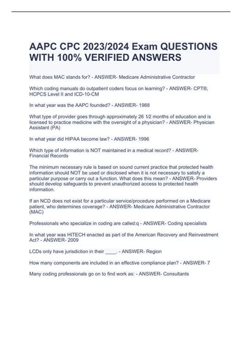 Aapc Cpc 2023 2024 Exam Questions With 100 Verified Answers Aapc Cpc Stuvia Us