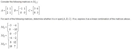 solved consider the following matrices in m 2 2y a [1 1