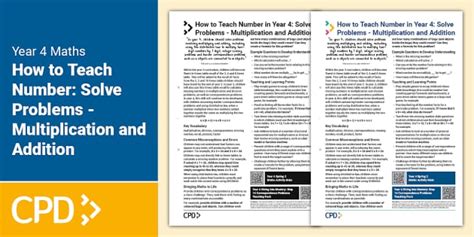 How To Teach Number In Year Solve Problems Multiplication And Addition