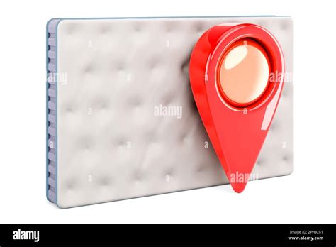 Mattress With Map Pointer 3d Rendering Isolated On White Background