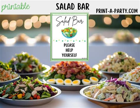 Salad Bar Printable Sign And Toppings Labels White Party Buffet Printable Pdf Download For