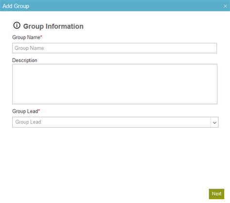 Add Group Screen