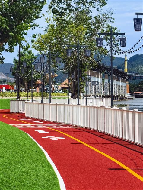 View Of Beautiful Public Walking Path Or Running Track Made Of