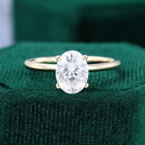 15ct Oval Cut Moissanite Solitaire Ring High Set Engagement Ring