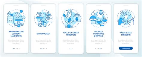 Customer Behavior Tendencies Blue Onboarding Mobile App Screen Stock