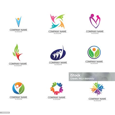 추상적인 사람들 로고 Designfun 사람들 건강한 사람들 스포츠 지역 사회 사람들 상징 벡터 그림 개념에 대한 스톡 벡터 아트 및 기타 이미지 Istock