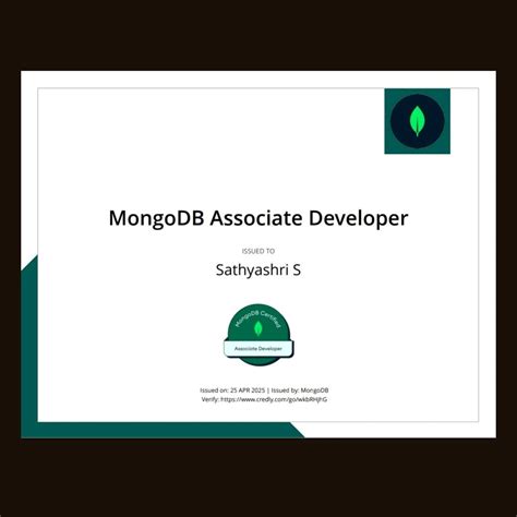 Mongodb Certification Developer Database Nosql Learningjourney Proudmoment