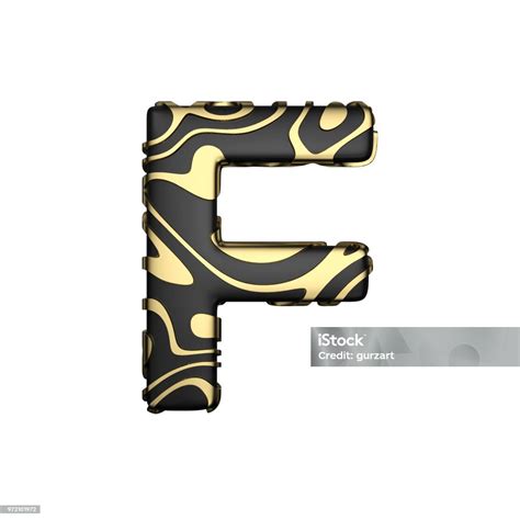 알파벳 F 대문자 편지입니다 검은 탄소 글꼴 황금 노랑 얼룩 3d 렌더링에 고립 된 흰색 배경 0명에 대한 스톡 사진 및 기타 이미지 Istock