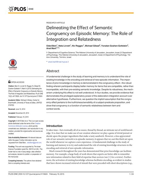 Pdf Delineating The Effect Of Semantic Congruency On Episodic Memory The Role Of Integration