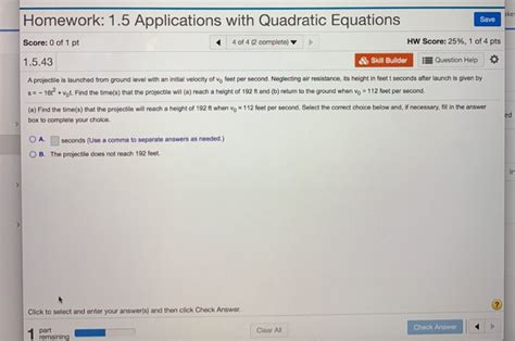 Solved Homework 1 5 Applications With Quadratic Equations