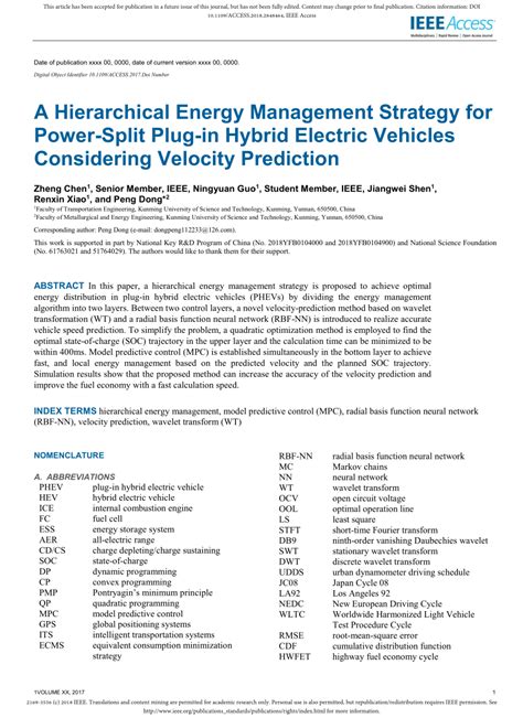 Pdf A Hierarchical Energy Management Strategy For Power Split Plug In