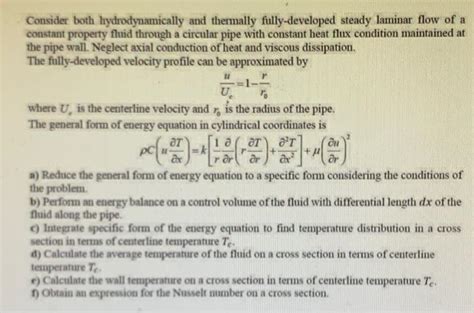 Solved Consider Both Hydrodynamically And Thermally