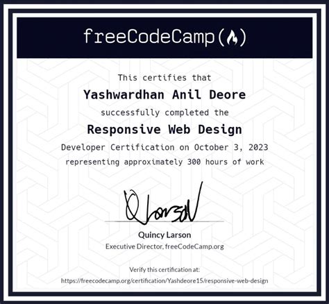 Earned Responsive Web Design From Freecodecamp Yashwardhan Deore Posted On The Topic Linkedin
