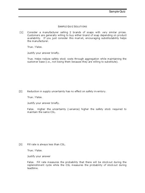 Sample Lscm Exam With Solutions Pdf Incentive Inventory