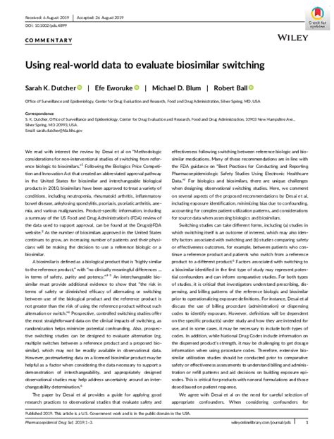Pdf Using Real‐world Data To Evaluate Biosimilar Switching