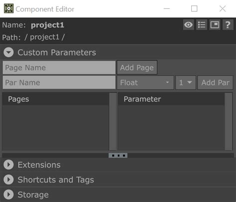 Component Editor Dialog Derivative