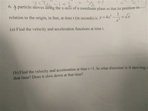 Solved Particle Moves álong The X Axis Of A Coordinate Plane