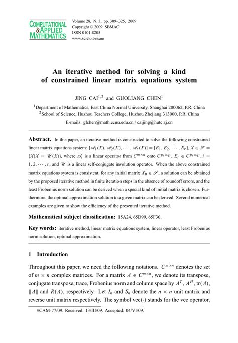 Pdf An Iterative Method For Solving A Kind Of Constrained Linear