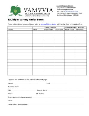 Fillable Online Multiple Variety Order Form PDF Fax Email Print PdfFiller
