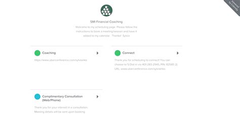 Calendly Example Of Main Scheduling Page Smi Financial Coaching