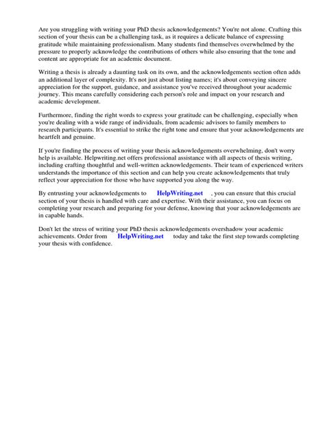 Writing Phd Thesis Acknowledgements Pdf