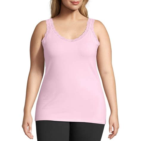 Just My Size Just My Size Womens Plus Size Stretch Jersey Lace Trim