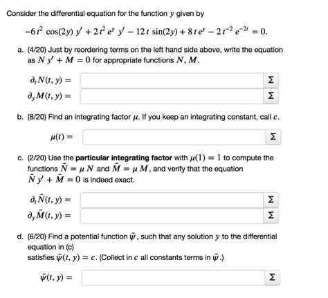 solved consider the differential equation for the function y