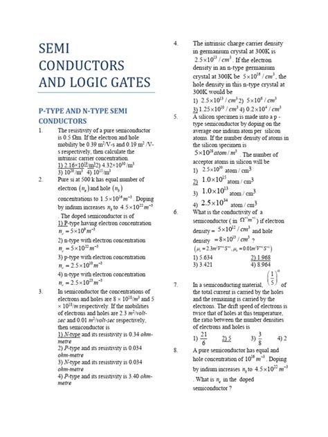 semi conductors and logic gates pdf logic gate p n junction