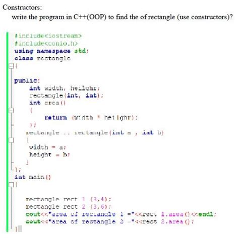 Solved Write The Program In C Oop Find The Area Of The