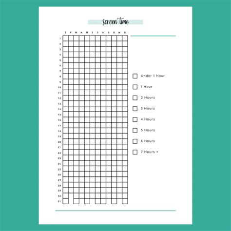 Daily Screen Time Tracking Journal A5 Instant Download Printable