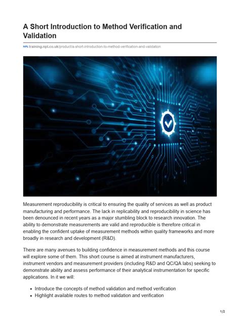 Introduction To Method Verification And Validation Pdf